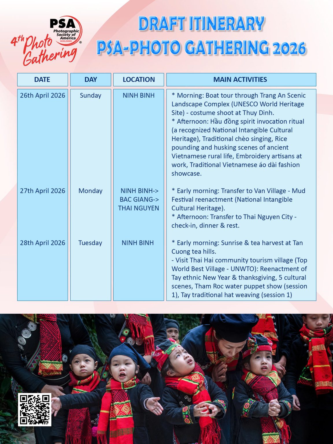 DRAFT ITINERARY PSA-PG 2026* – PSA PHOTO GATHERING 2026